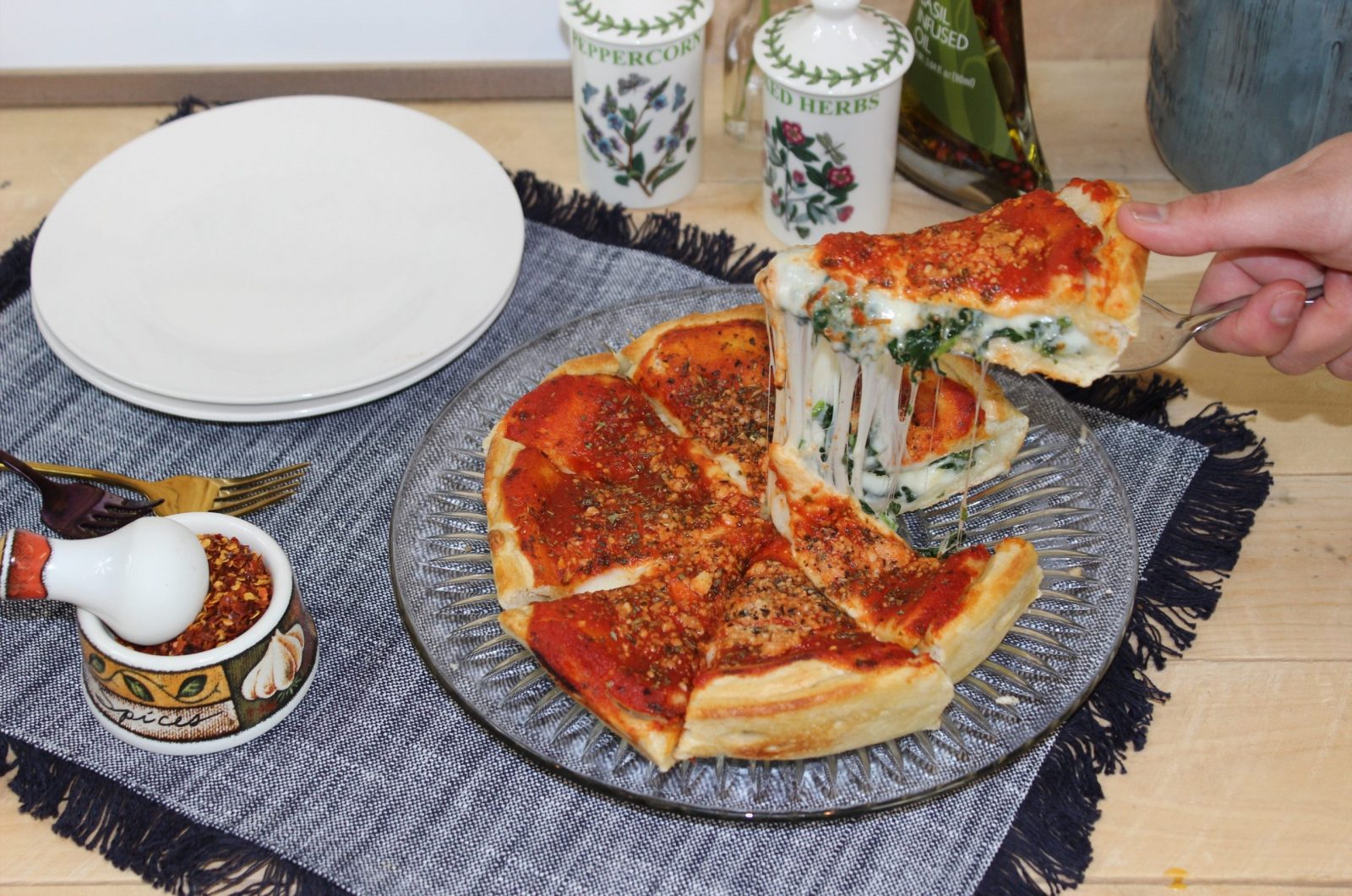 Chicago Style Deep Dish Pizza - Flavored By Fatima
